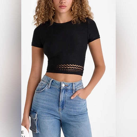 Express | Tops | Nwt Express Body Contour Seamless Ribbed Mesh Hem Crew ...
